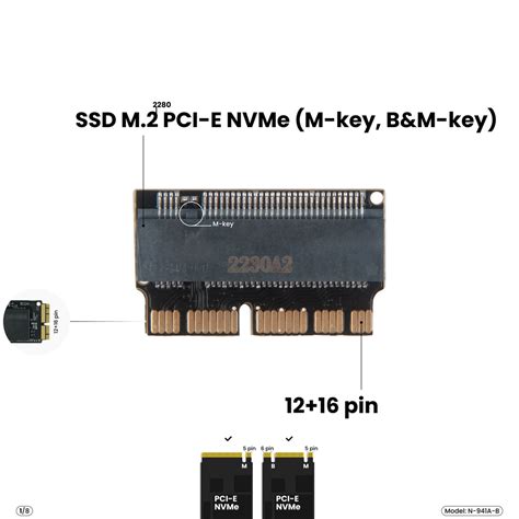 Адаптер-переходник для установки SSD M.2 2280 PCI-E NVMe (M, B&M-key) в ...