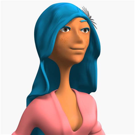파란 머리 소녀 3d 모델 19 Unknown 3ds Blend Fbx Obj Free3d
