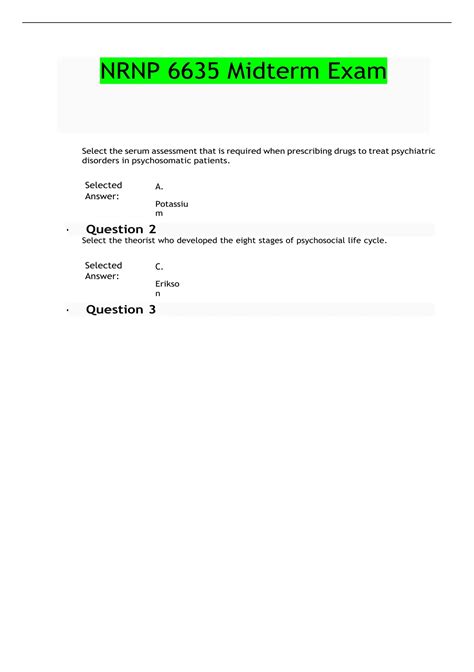 NRNP 6635 Midterm Exam Latest 2023 100 Q A NRNP6635 Midterm Exam NRNP 6635 Week 6