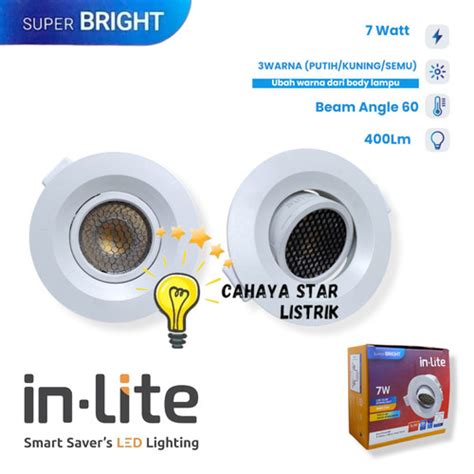 Jual INLITE LAMPU SPOTLIGHT LED INBOW INLITE INDC WATT TRICOLOR DOWNLIGHT SPOTLIGHT
