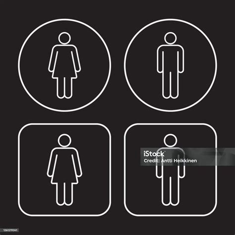 남자와 여자 정사각형 및 둥근 아이콘 세트 남성과 여성의 성별 프로필 기호 남성과 여성 화장실 로고 화장실 과 욕실 표지판 사람