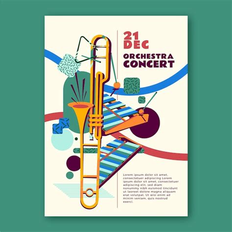 오케스트라 콘서트 포스터 디자인 프리미엄 벡터