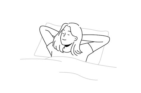 Premium Vector Happy Woman Lying In Bed Sleeping
