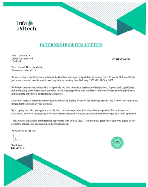 Zainab Hussain Marri On Linkedin Infoaidtech Intern2023