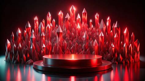 A Podium Created From Crystalline Materials Glowing With Red Light Stock Illustration