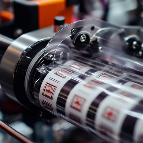 A Closeup Of A Label Maker Printing Labels With Clear Adhesive Backing Premium Ai Generated Image