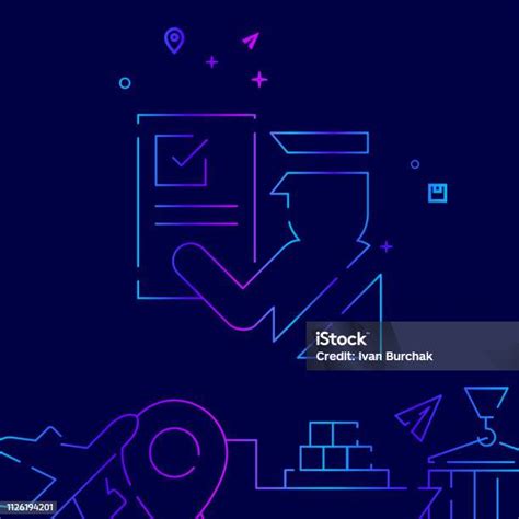 세관 통관 벡터 라인 아이콘 기호 그림 어두운 파란색 배경에 로그인 관련된 아래쪽 테두리 세관 수송 기관 건물에 대한 스톡 벡터 아트 및 기타 이미지 Istock