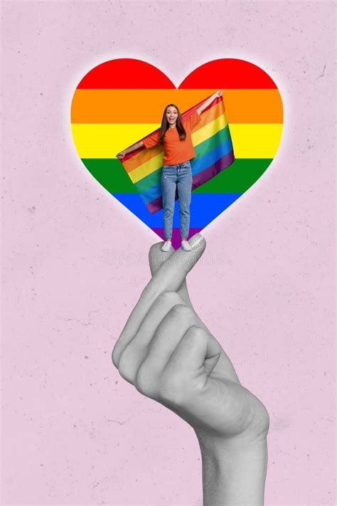 Vertical Collage Illustration Of Big Arm Fingers Show Korean Love Symbol Black White Effect Mini