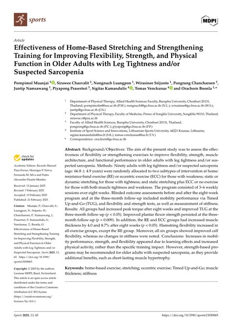 Pdf Effectiveness Of Home Based Stretching And Strengthening Training For Improving