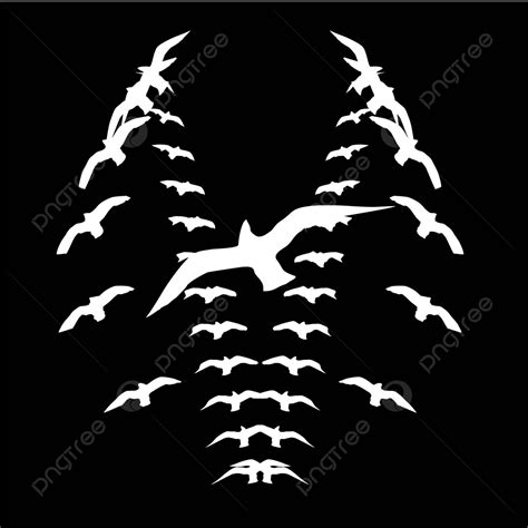 Black Background Birds Life Vector Art Flocking Set Migrating Vector