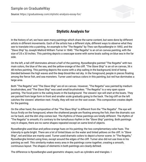 Stylistic Analysis For 1255 Words Free Essay Example On Graduateway Stylistic Analysis For 1255 Words Free Essay Example On Graduateway