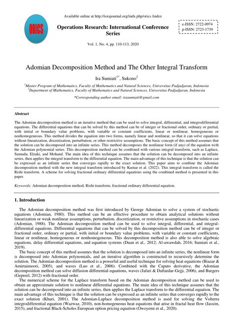 Pdf Adomian Decomposition Method And The Other Integral Transform