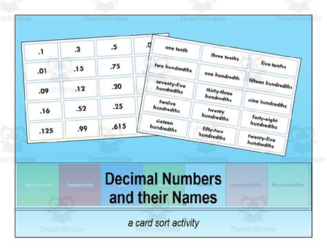Decimal Numbers And Their Names Card Sort Activity By Teach Simple