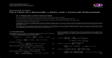Pdf Research Article Bernoulli Euler And