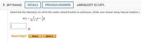 Solved Determine The Interval S On Which The Vector Valued Chegg Com