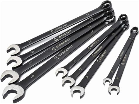 Crescent Ccws9bm X10 Long Pattern Combination Spanner Set Metric 9pcs Black Bigamart