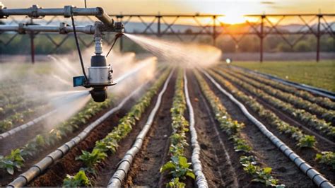 An Automated Irrigation System In Action Delivering Precise Amounts Of Water To Crops Premium