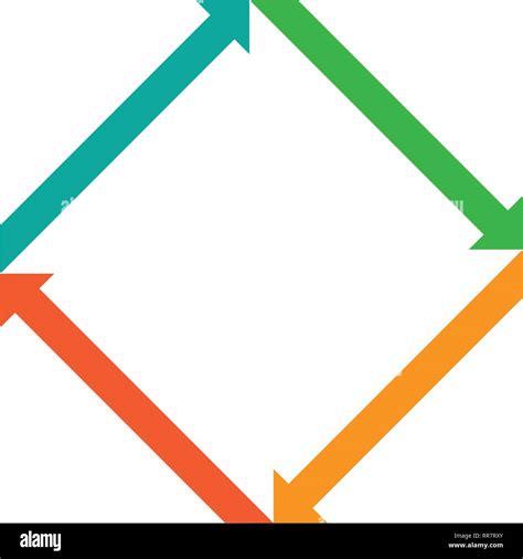 Flat Square With Four Arrows For Infographic Template For Cycle