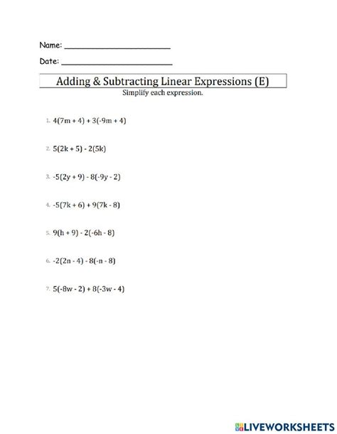 4016766 Add Or Subtract Algebraic Expressions Lilliam