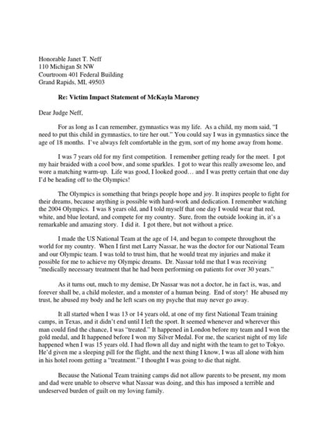 Mckayla Maroneys Victim Impact Statement Sexual Abuse Crimes