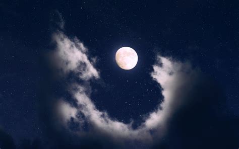 Full Moon Wallpaper 4k Clouds Night Starry Sky