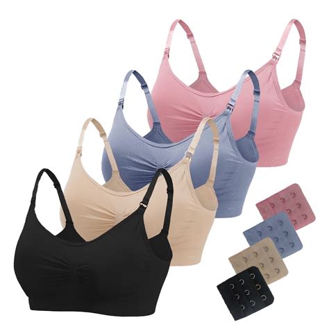 Valcatch 4 Pack Womens Wirefree Nursing Bra Seamless Padded Maternity Underwear In Assorted