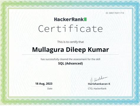 Dileep Kumar M On Linkedin Sqlcertified Hackerrankachievement Skillbuilding