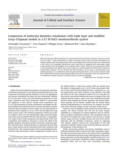 Pdf Comparison Of Molecular Dynamics Simulations With Triple Layer And Modified Gouy Chapman