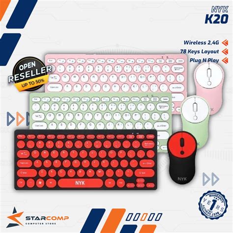 Jual Nyk Supreme K20 Keyboard Mouse Wireless Mini Combo Colors Shopee Indonesia