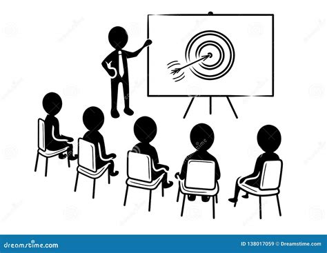 Business Presentation Speaker In Front Of Spectators And Target Icon
