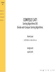 Divide And Conquer Sorting Algorithms Merge Sort Quick Sort Course