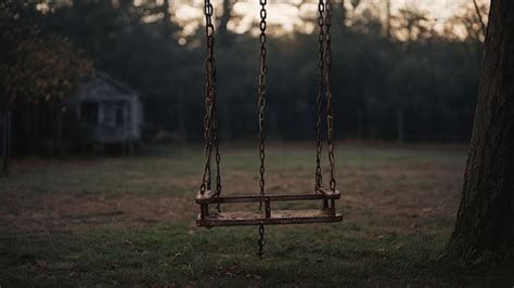 Empty Swing In Dim Light At Dusk Premium Ai Generated Image