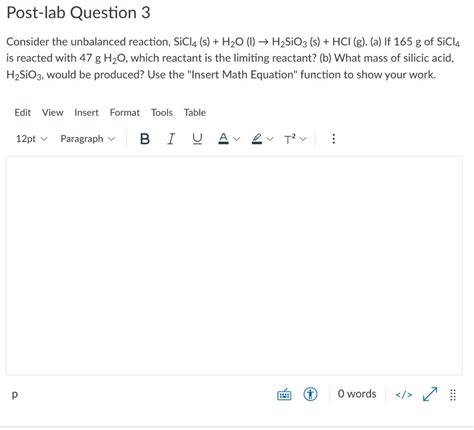 Solved Post Lab Question In An Experiment Similar To The Chegg Com