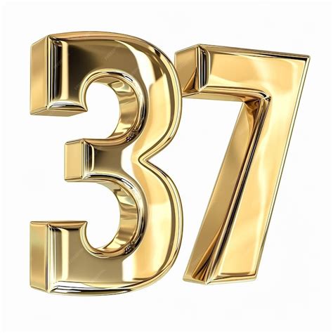 3d Gold Number 37 Isolated On White Background Premium Ai Generated Image