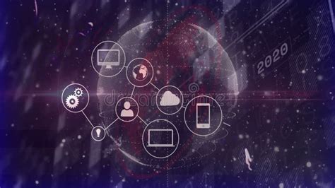 Digital Network Connections And Data Processing Animation Over Globe Background Stock Video