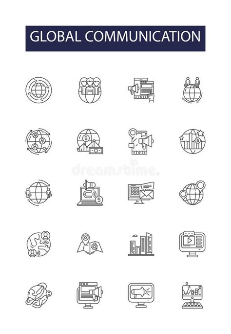 Global Communication Line Vector Icons And Signs Dialogue Networking
