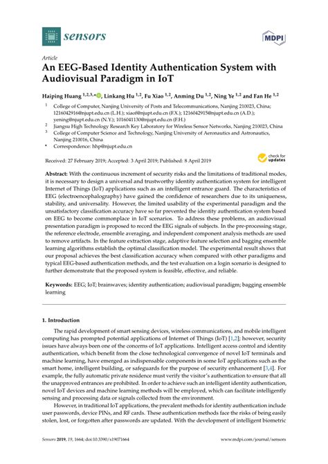 Pdf An Eeg Based Identity Authentication System With Audiovisual Paradigm In Iot