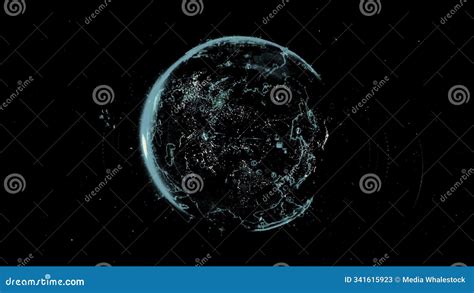 Abstract Animation Of Digital Earth Globe Rotating With Digital Data
