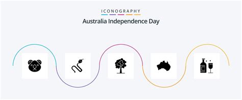 australia independence day glyph 5 icon pack including alcohol map king location australian