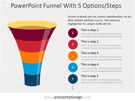 Editable Five Step Powerpoint Funnel Slidemodel