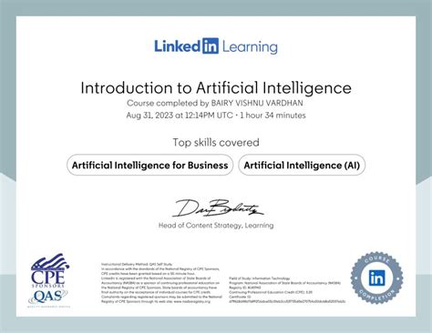 Bairy Vishnu Vardhan On Linkedin Certificate Of Completion