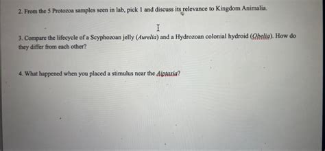 Solved 2 From The 5 Protozoa Samples Seen In Lab Pick 1 Chegg Com