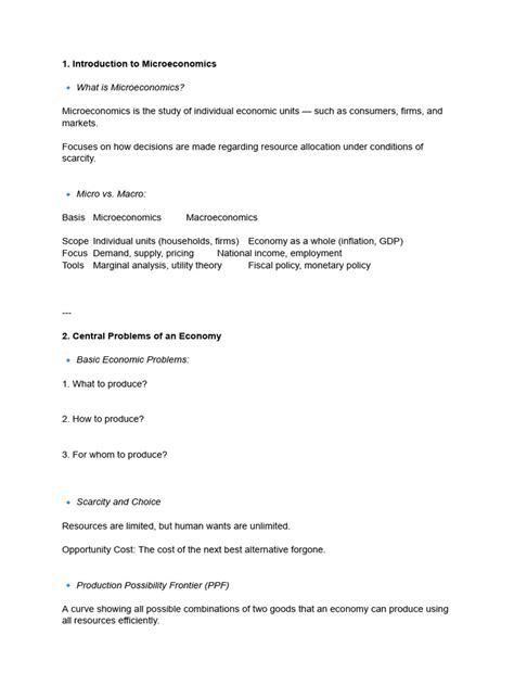 Microeconomics Complete Summarised Notes Pdf Demand Microeconomics