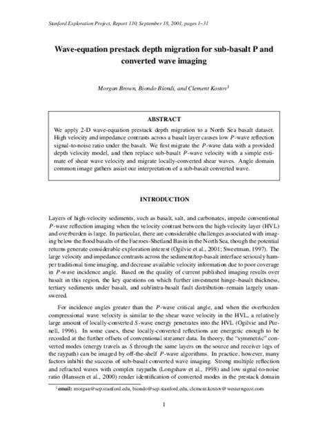 Pdf Wave Equation Prestack Depth Migration For Sub Basalt P And