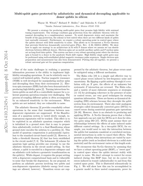 Pdf Multi Qubit Gates Protected By Adiabaticity And Dynamical Decoupling Applicable To Donor