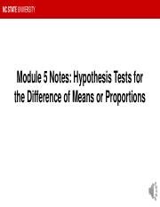 Module Notes Pdf Module Notes Hypothesis Tests For The Difference Of Means Or