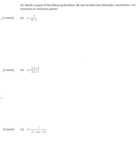 Solved 10 Sketch A Graph Of The Following Functions Be