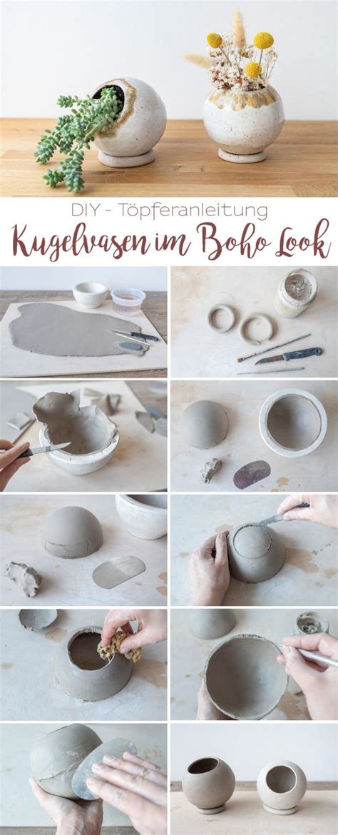 Diy Töpferanleitung Kugelvase Und Blumentopf Töpfern Leelah Loves Töpferanleitungen