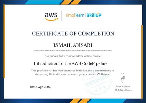 Ismail Ansari Has Successfully Completed The Introduction To The Aws Ismail Er