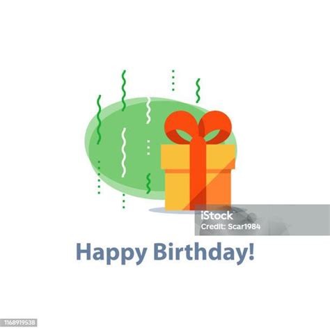 선물 경품 깜짝 선물 노란 상자 빨간 리본 특별 상 생일 축 하 즐거운 축 하 를 받고 노랑에 대한 스톡 벡터 아트 및 기타 이미지 Istock